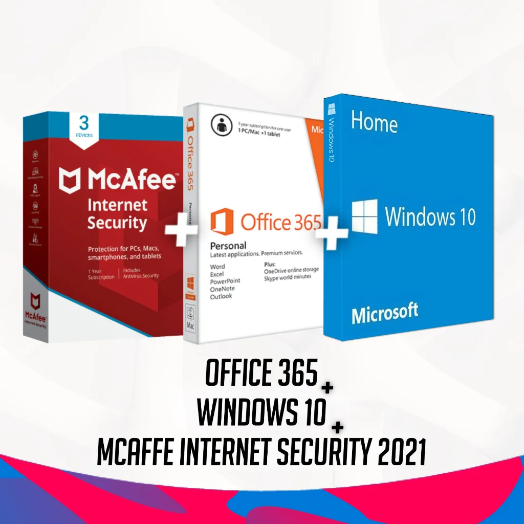 McAfee Security 2021 + Office 365 + Windows 10 Pro - Licença Vitalícia ...